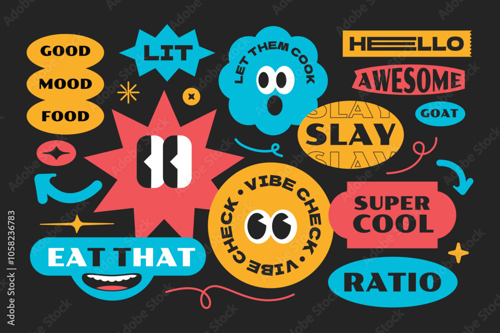 Vecteur Stock Colorful geometric shape quotes. Gen z and millenials ...