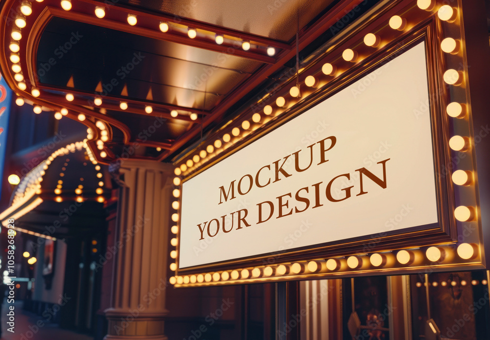 Theater Entrance Sign Mockup With Generative AI Stock Template | Adobe ...