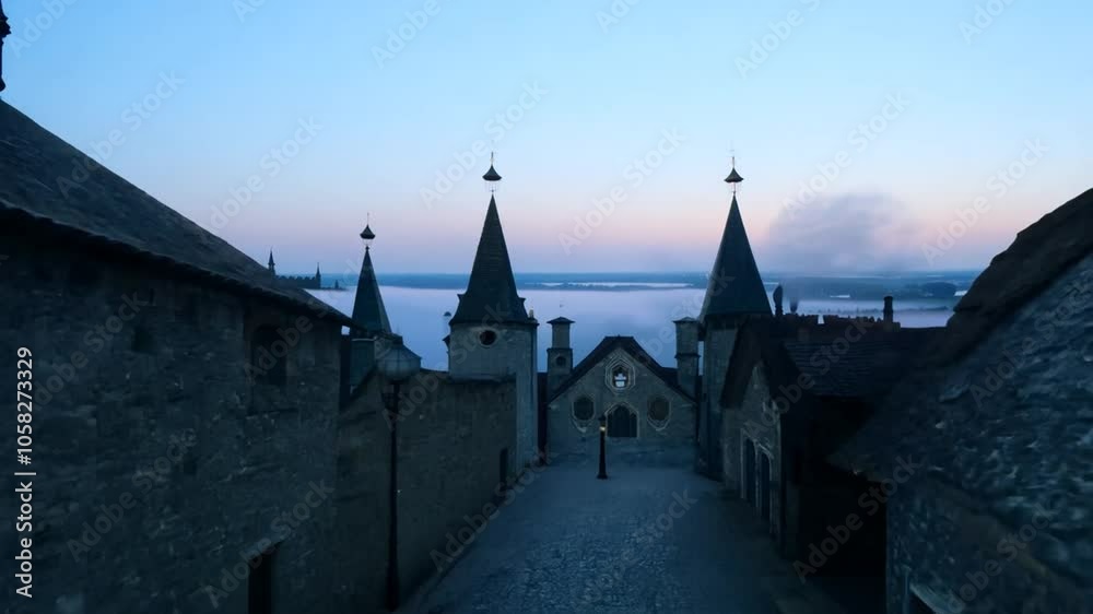 narrow virtual Old background time-lapse video foggy Seamless European ...