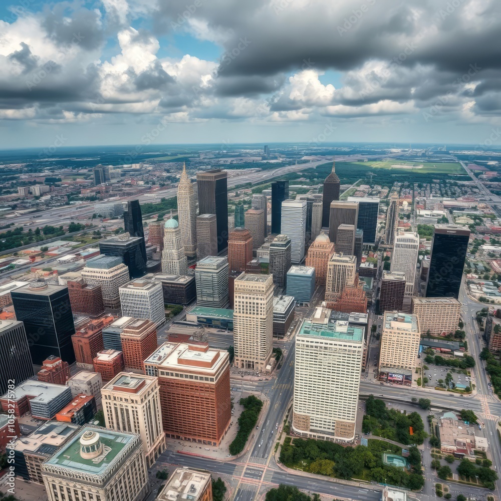 Aerial view of typical buildings of barcelona cityscape from helicopter ...