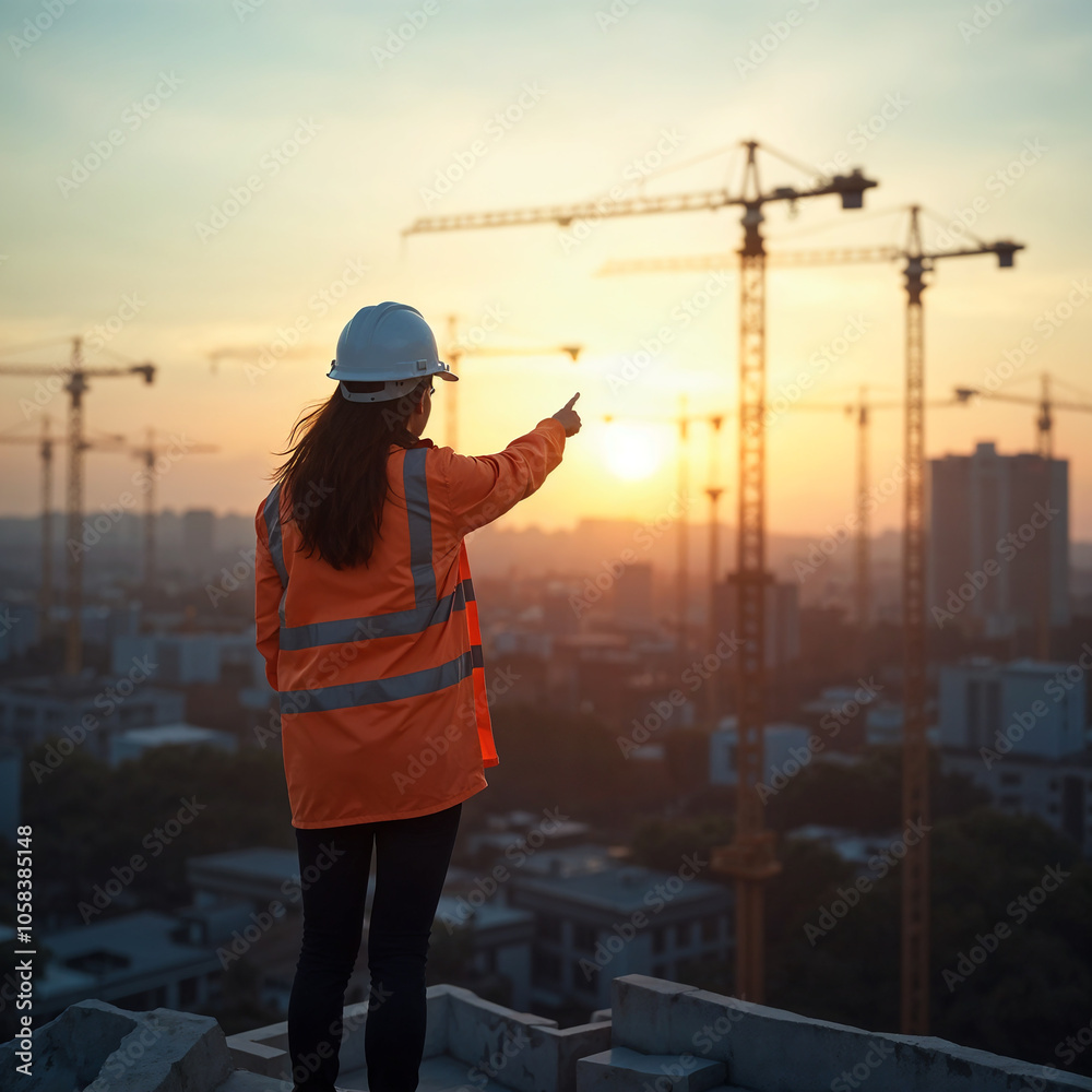 Engineer Overseeing Construction Project in Progress Stock Photo ...