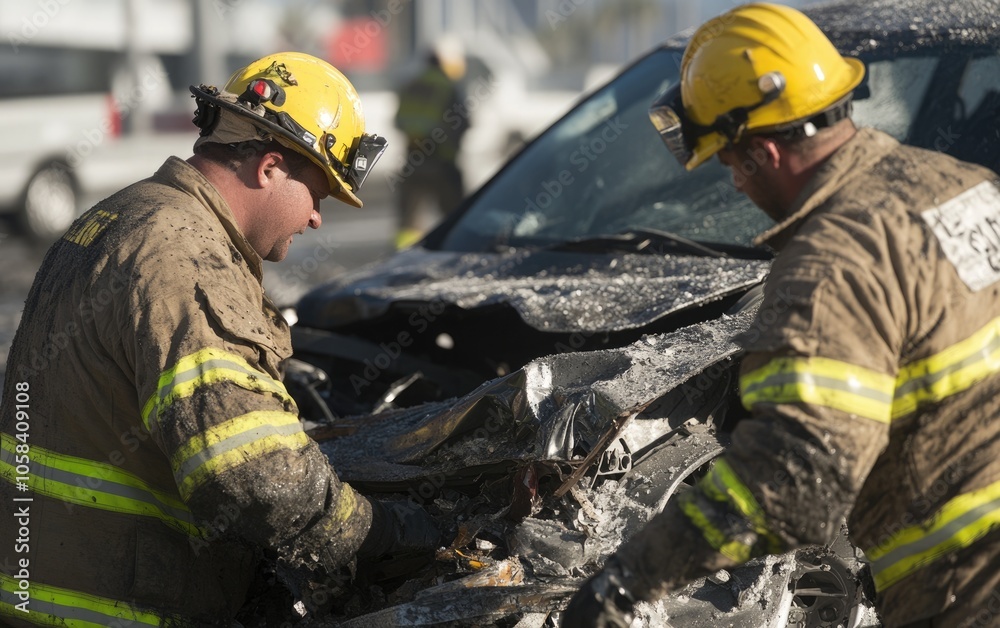 Damaged car: the aftermath of collisions and mishaps, crumpled metal ...