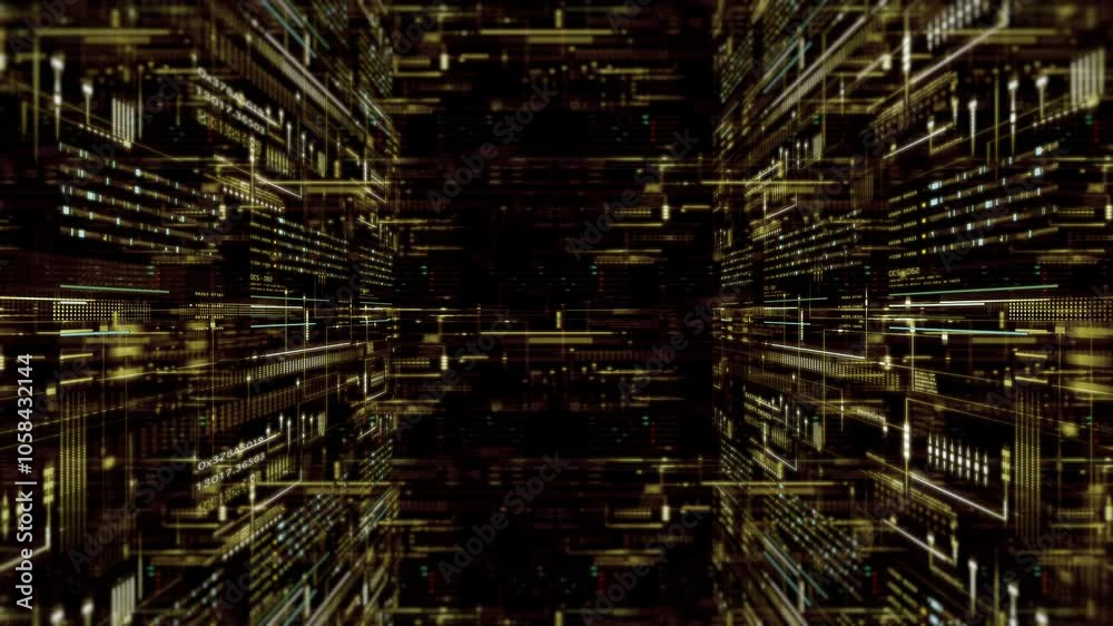 4K screen background with digital data code and HUD elements, ideal for ...