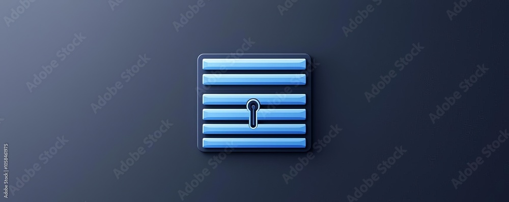 Cyber lock icon with layered data symbols, centered in a simple frame ...