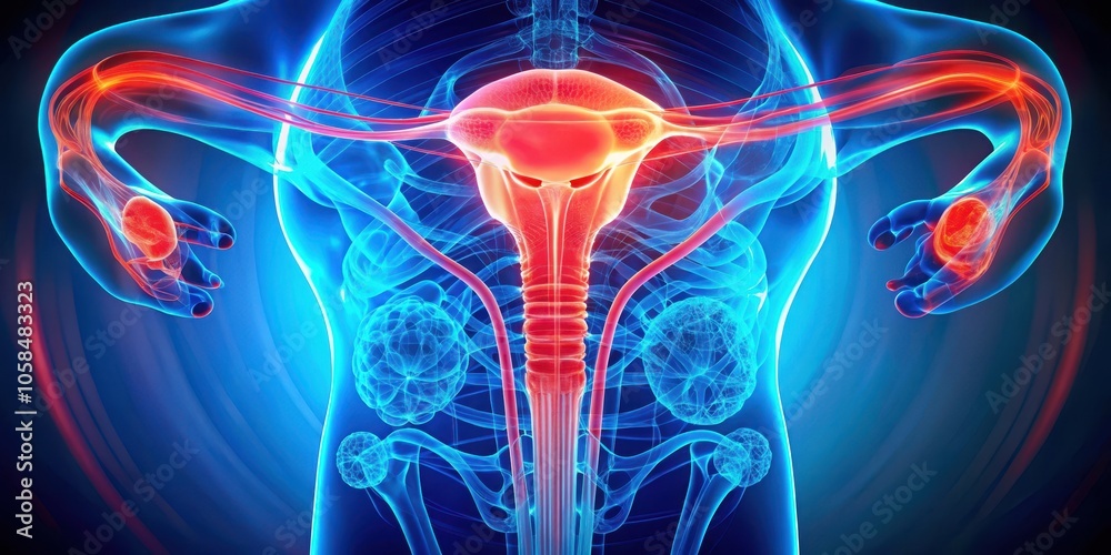 A Detailed Illustration of the Female Reproductive System, Highlighting ...