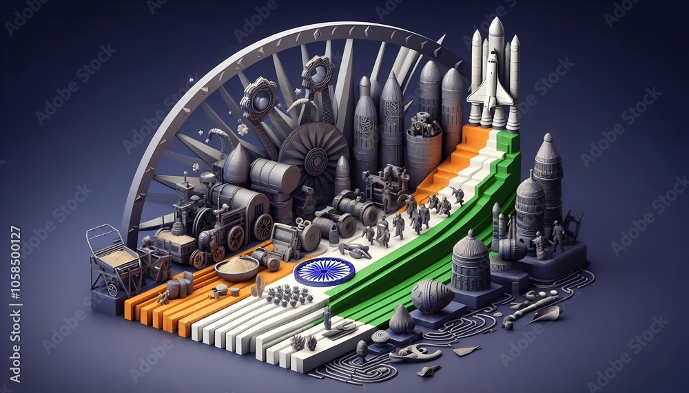 A 3d rendered timeline design showing India’s evolution from ancient ...