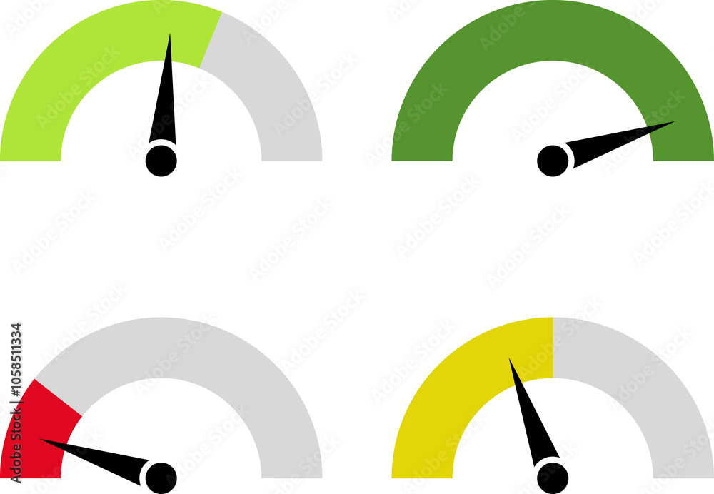 Dashboard colorful speedometer icons set. Tachometer icon isolated ...