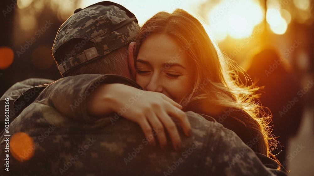 Embracing Love: Veteran Hugging Family Member at Veterans Day ...