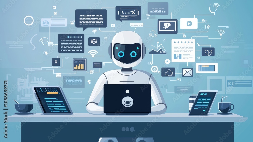 Individual using ai software to create and schedule personalized ...