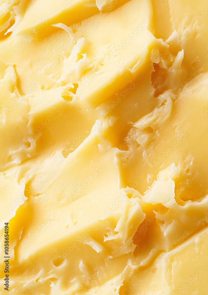 Processed texture of radomer or maasdam yellow cheese with large holes ...