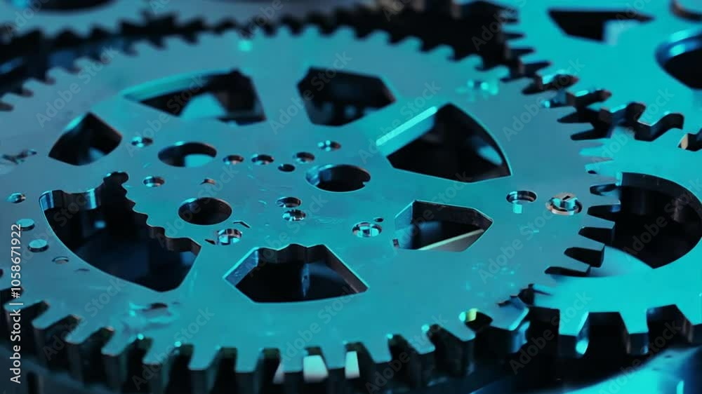 Interlocking Gears: A close-up of metallic gears interlocked, creating ...