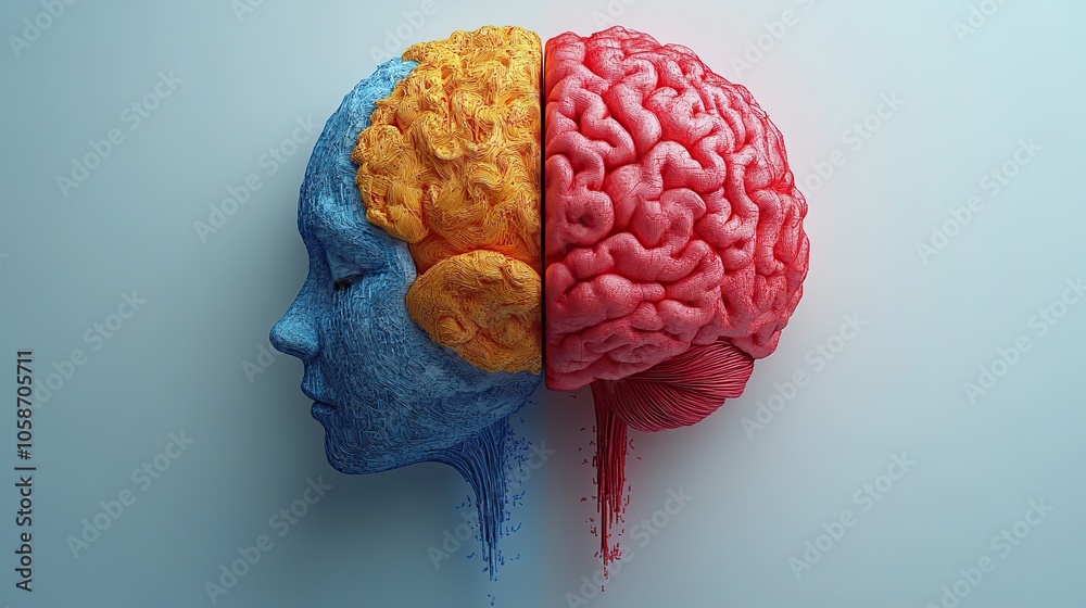 vector graphic of left and right brain symbolizes the duality and ...