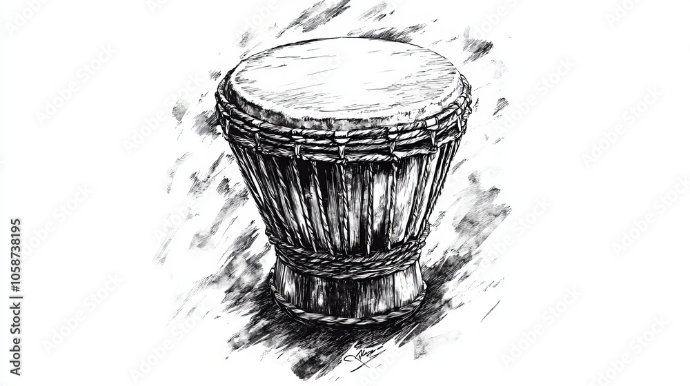 Hand-drawn vector illustration of an African drum called a Djembe ...