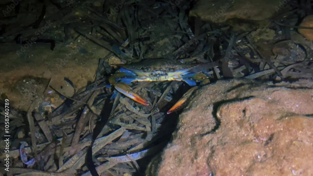 A blue crab that lives in the Mediterranean Sea. The African blue ...