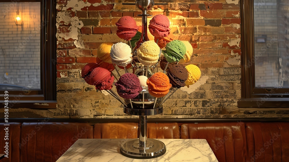 Retro Chrome Ice Cream Machine with Creamy Scoop Cascade - Sunny ...