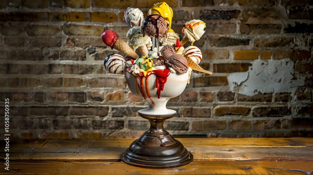 Retro Chrome Ice Cream Machine with Creamy Scoop Cascade - Sunny ...