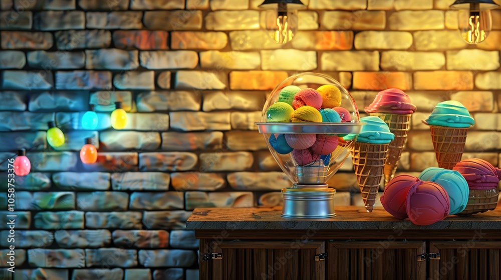 Retro Chrome Ice Cream Machine with Creamy Scoop Cascade - Sunny ...