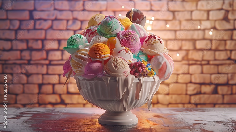 Retro Chrome Ice Cream Machine with Creamy Scoop Cascade - Sunny ...
