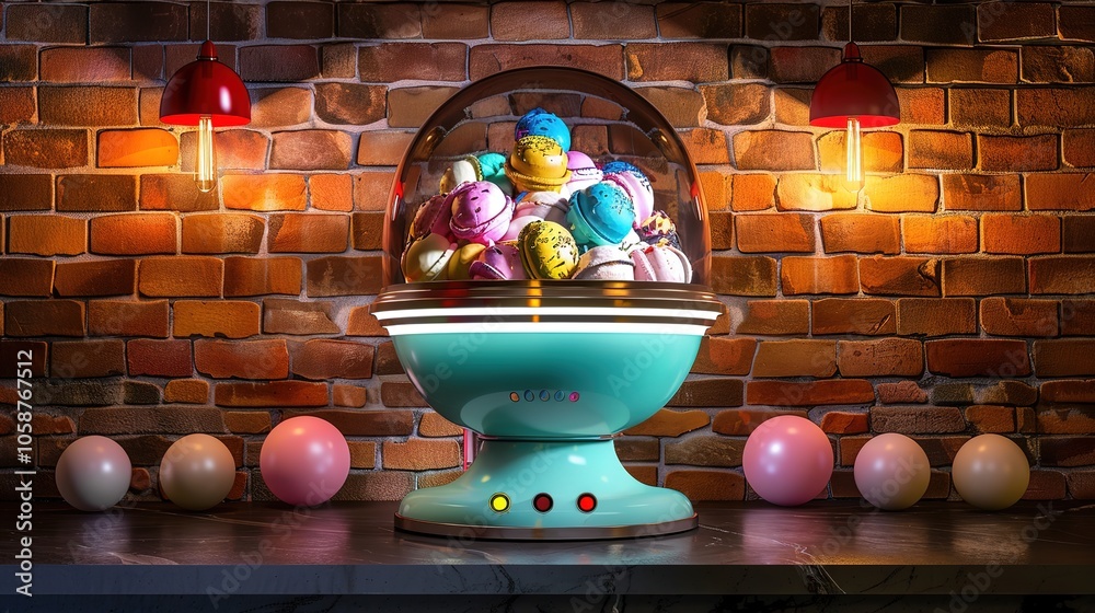 Retro Chrome Ice Cream Machine with Creamy Scoop Cascade - Sunny ...