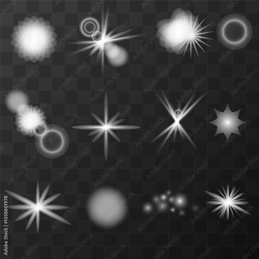 Vector light effects. A set of white light lens effects on a ...