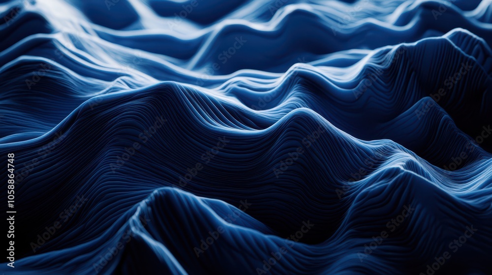 Navy Topographical Contours Flowing Over Ivory Terrain: High-Resolution ...