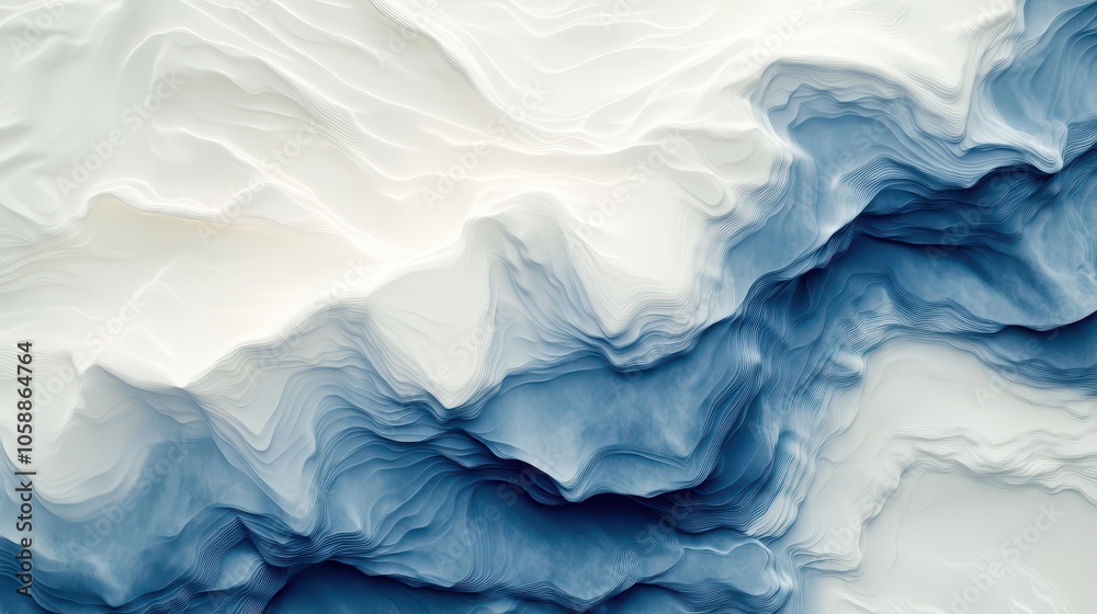 Navy Topographical Contours Flowing Over Ivory Terrain: High-Resolution ...