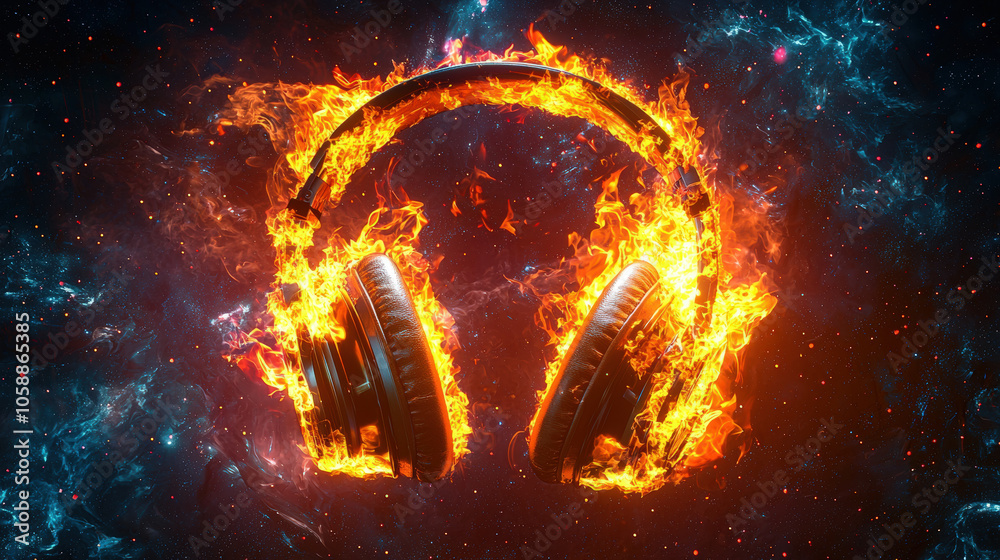 Headphones engulfed in flames, creating striking visual effect in ...