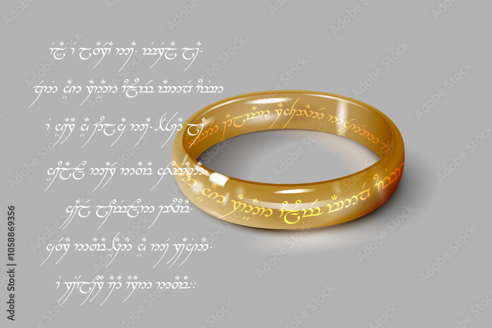 Medieval Magical Fantasy Ring with inscription on elf One Ring to rule ...