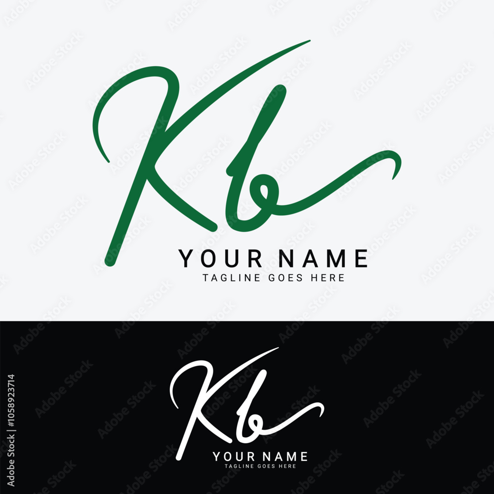 K, B, KB Initial letter logo. Alphabet KB Handwritten Signature logo ...
