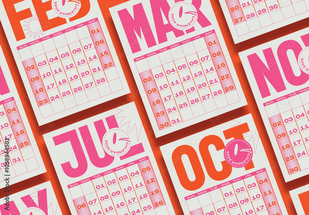 Calendar with Bold Typography Stock Template | Adobe Stock