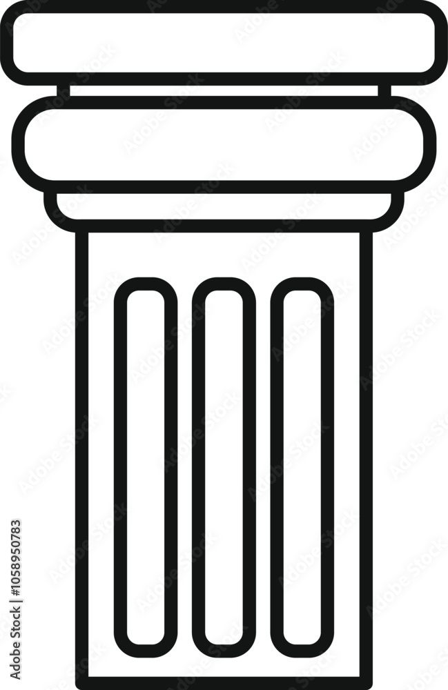 Simple line drawing of a fluted column, representing classical ...