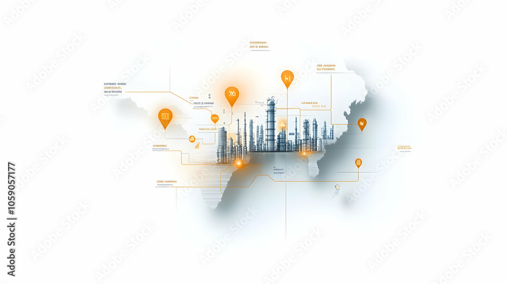 A detailed map of India, with highlighted location pointers marking the ...