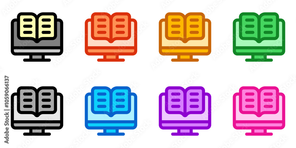 Editable e-book, digital library vector icon. Online learning, course ...