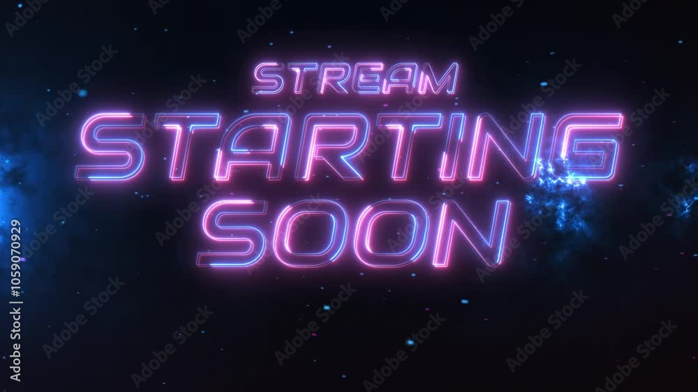 Stream starting soon neon text animation suitable for video live ...