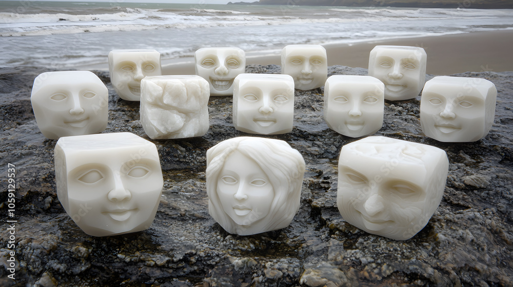 Granite Crystals: Crystal faces emerge from the rough surface. Each one ...