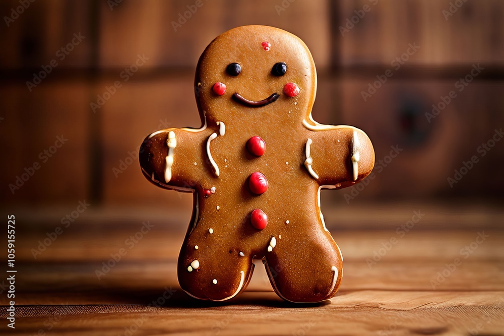 happy gingerbread man a small gingerbread man with a smiling fa Stock ...