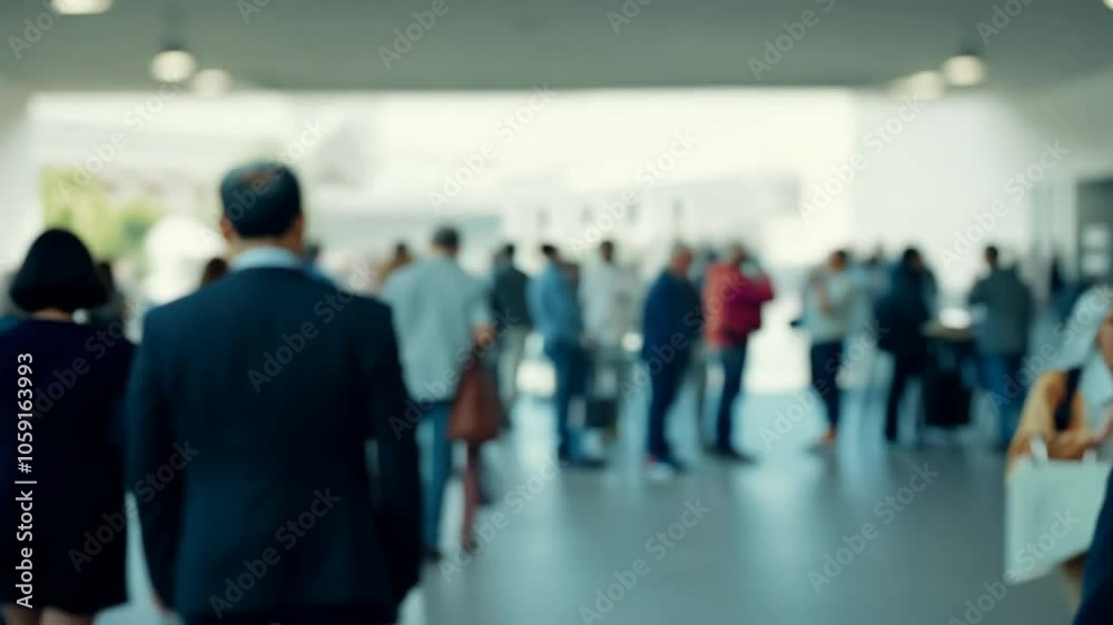 looping Many building Blurred people background inside light interior ...