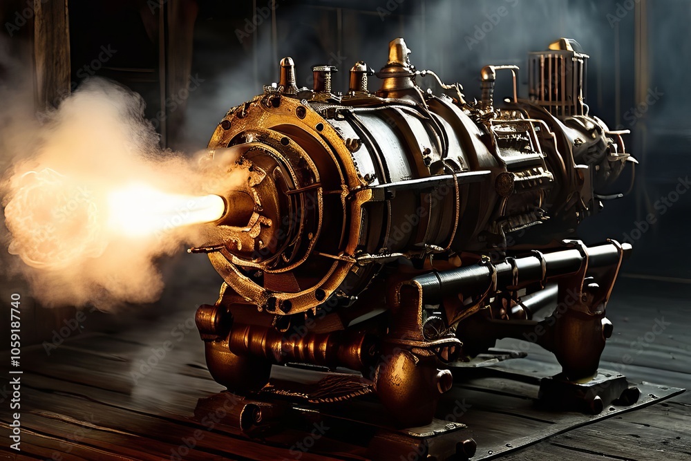steam powered gatling guna gatling gun powered by a steam engine Stock ...