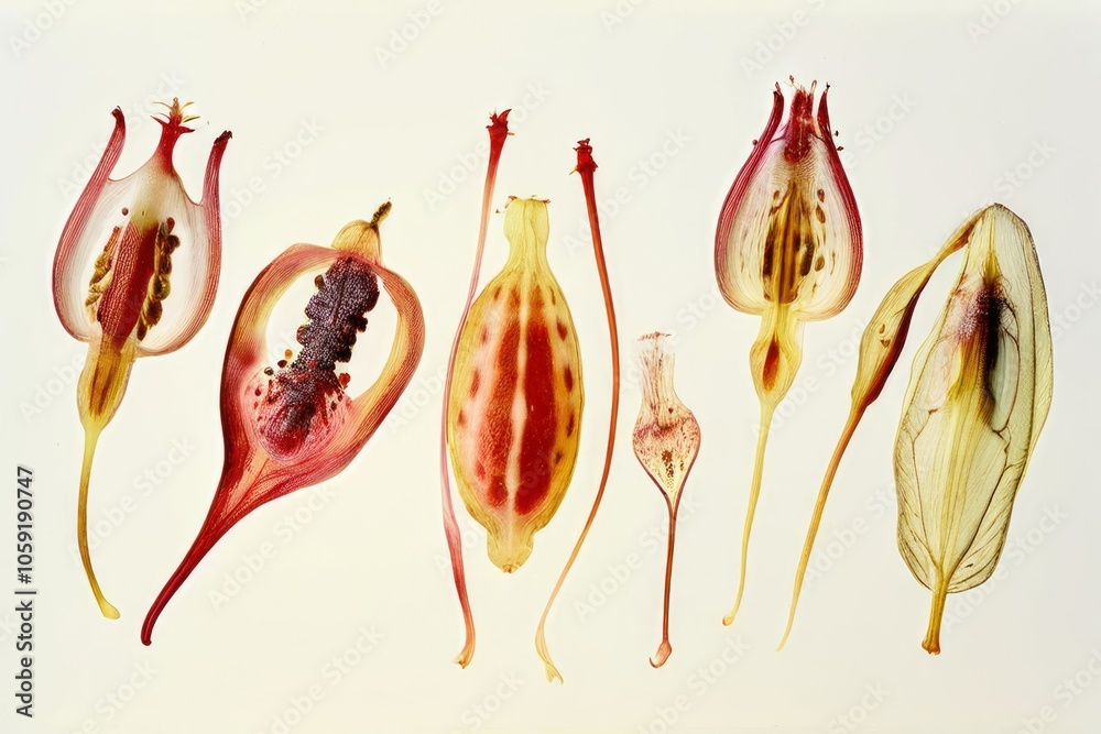 sx ray photography su internal structures of seed pods or fruits Stock ...