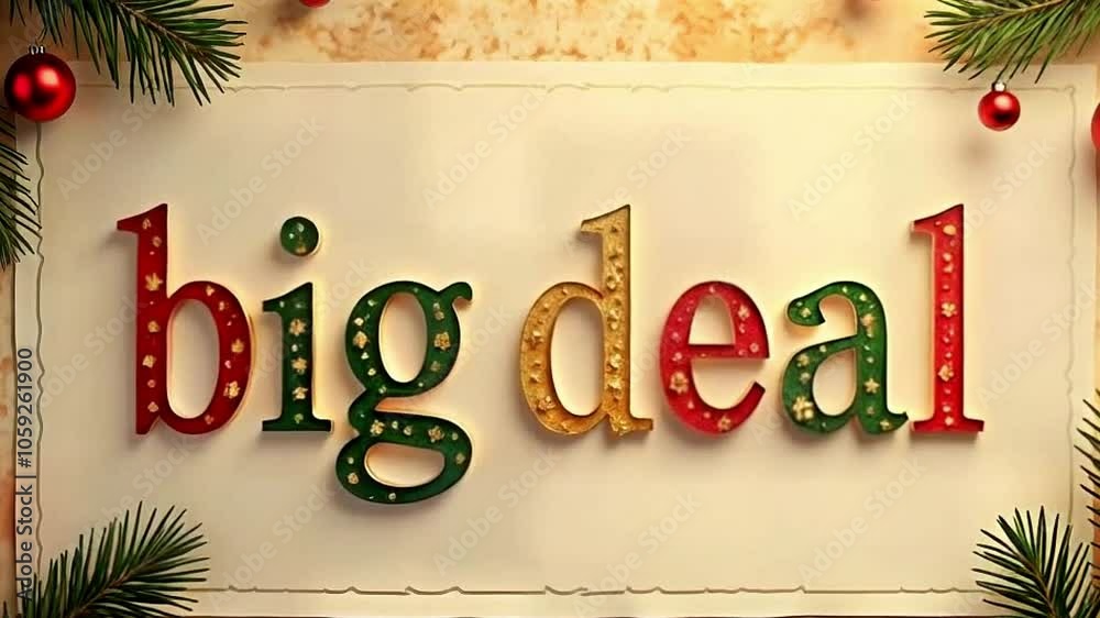 vintage holiday big deal text effect with gentle fade-in and sparkle ...