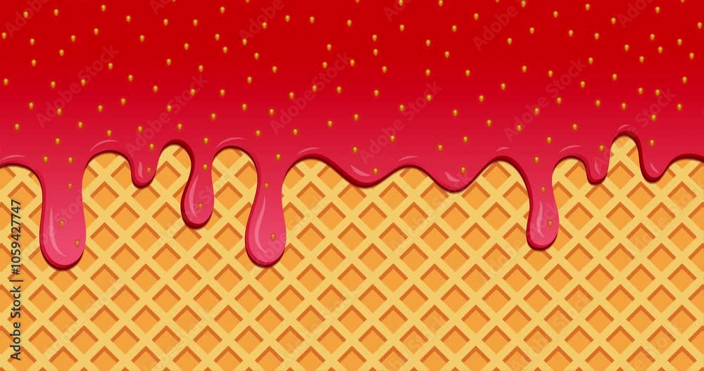 Realistic drops of strawberry jam animation. Strawberry background jam ...