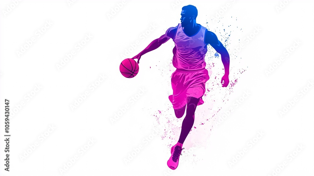 Slam Dunk Madness - Vibrant Basketball Silhouette in Mid-Air Action ...
