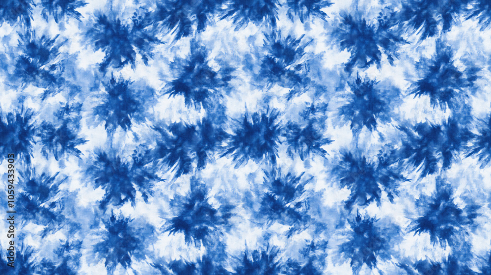 Seamless blue tie dye pattern featuring brushed banner and watercolor ...
