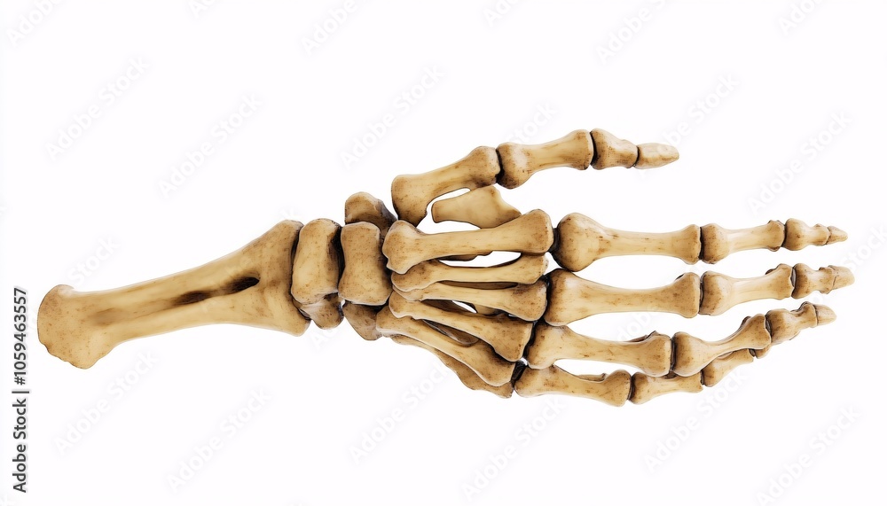 Isolated human skeleton hand showcasing detailed bone structure against ...
