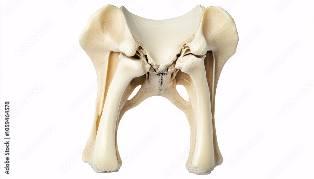 Isolated patella bone displayed against a solid white background ...
