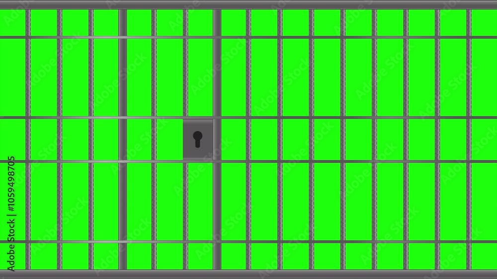 Opening jail door animation. Closed jail bars. Prison metal bars ...