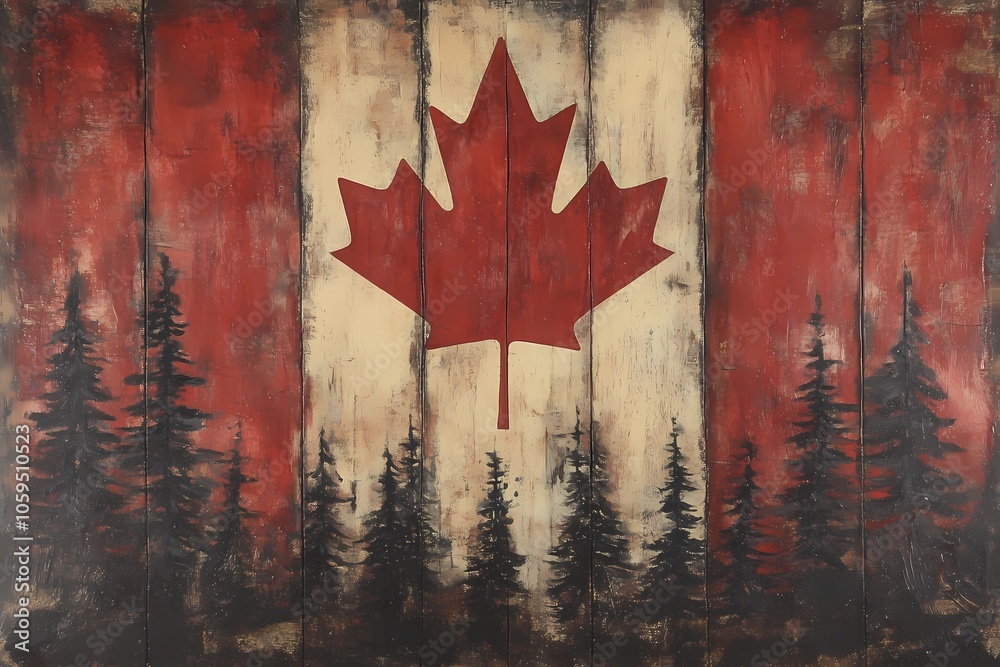 Dramatic Canadian flag, symbolizing strength and resilience, suitable ...