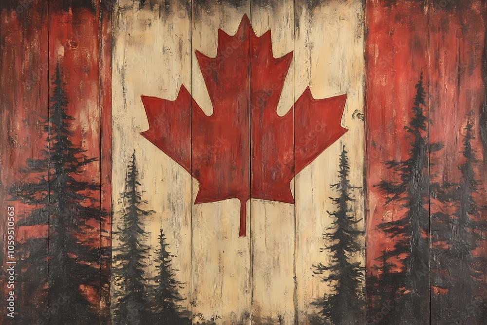 Dramatic Canadian flag, symbolizing strength and resilience, suitable ...