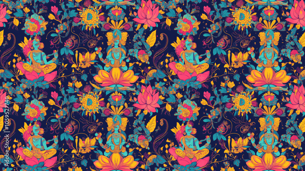 Colorful mandala vintage art pattern featuring ancient Indian Vedic ...