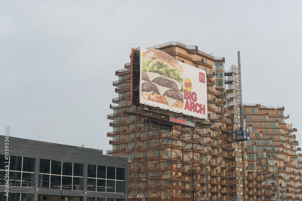 traditional roadside tower billboard advertising for McDonald's ...